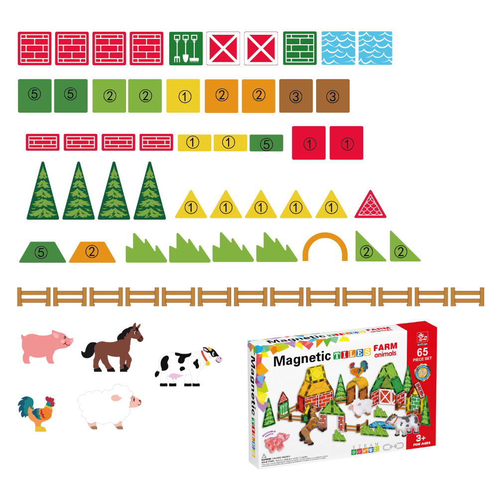 Magnetic Tiles - Farm Animals Set - 65 Pieces – edu-options